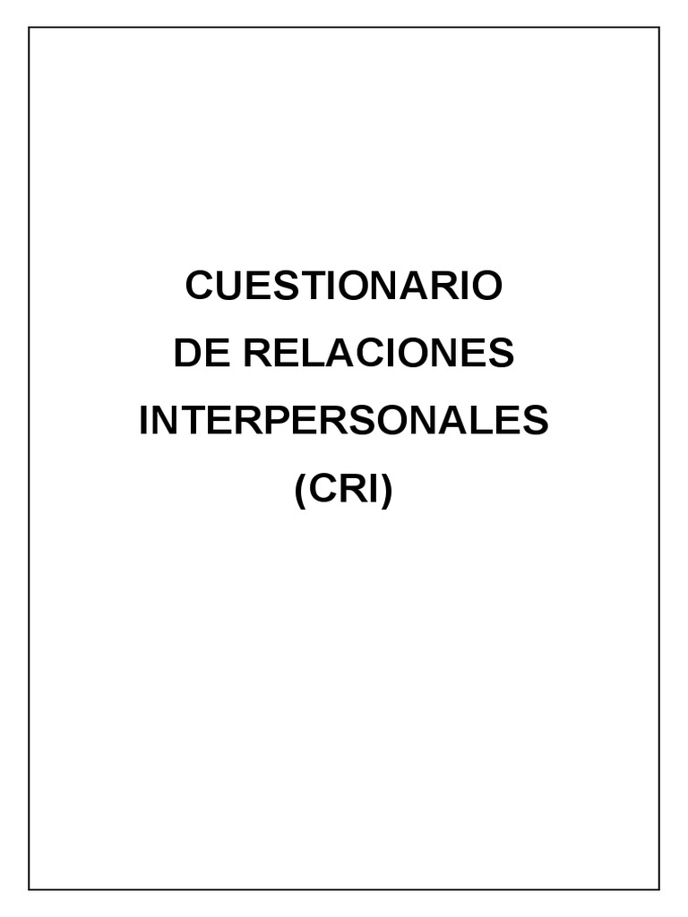 CUESTIONARIO de RELACIONES INTERPERSONALES | PDF | Las emociones | Ansiedad