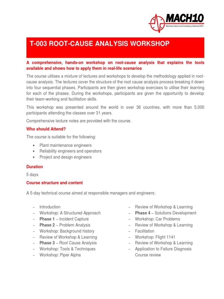 Root Cause Analysis Workshop Overview | PDF | Analysis | Learning