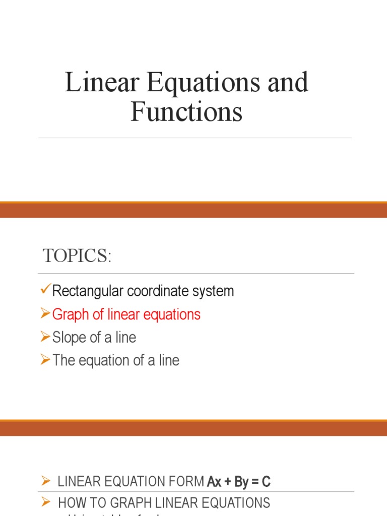 Linear Equations and Functions | PDF | Line (Geometry) | Equations