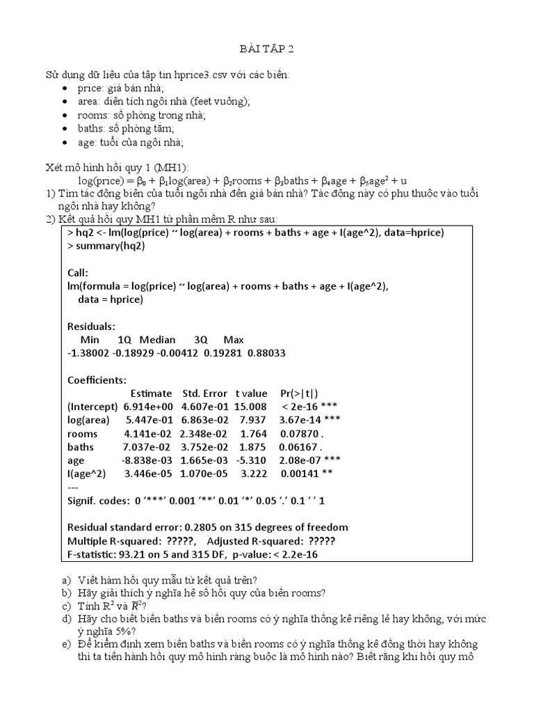 Bai Tap 2 Va Thuc Hanh R | PDF