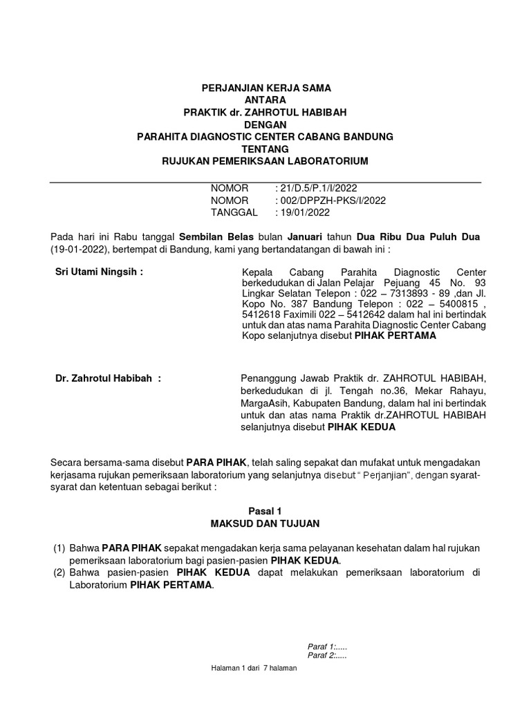 MOU Praktik DR - ZAHRO-Parahita | PDF