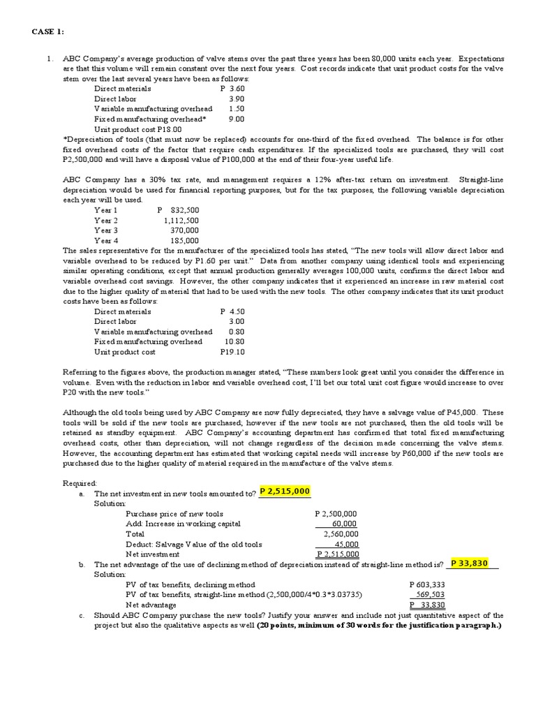 Assignment 01 Capital Budgeting | PDF | Depreciation | Tax Deduction