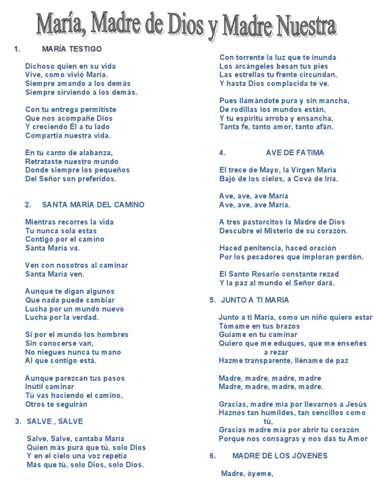 Cantos Maria | María, madre de Jesús | Misa (liturgia)