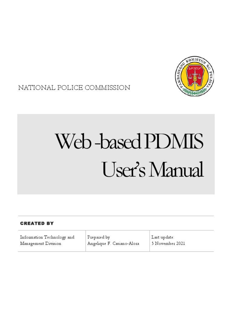 Web - Based PDMIS User's Manual: National Police Commission | PDF ...