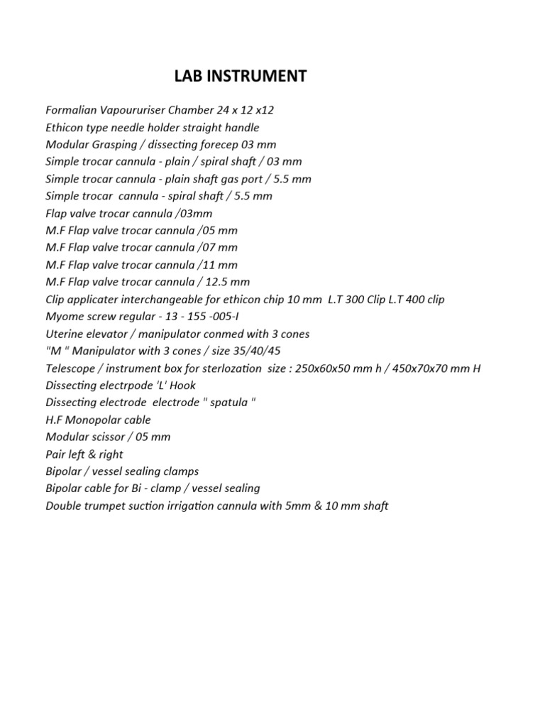Instrument List | PDF