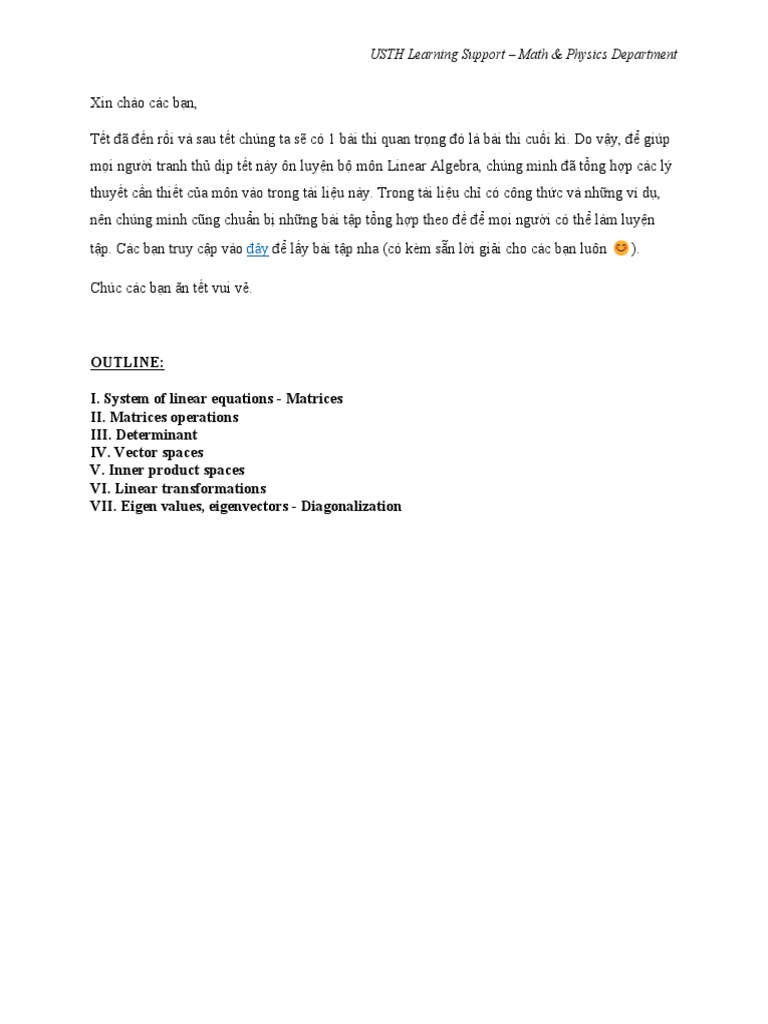 Summary of Linear Algebra | PDF