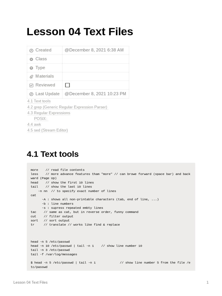Lesson 04 Text Files | Download Free PDF | Regular Expression | Computing
