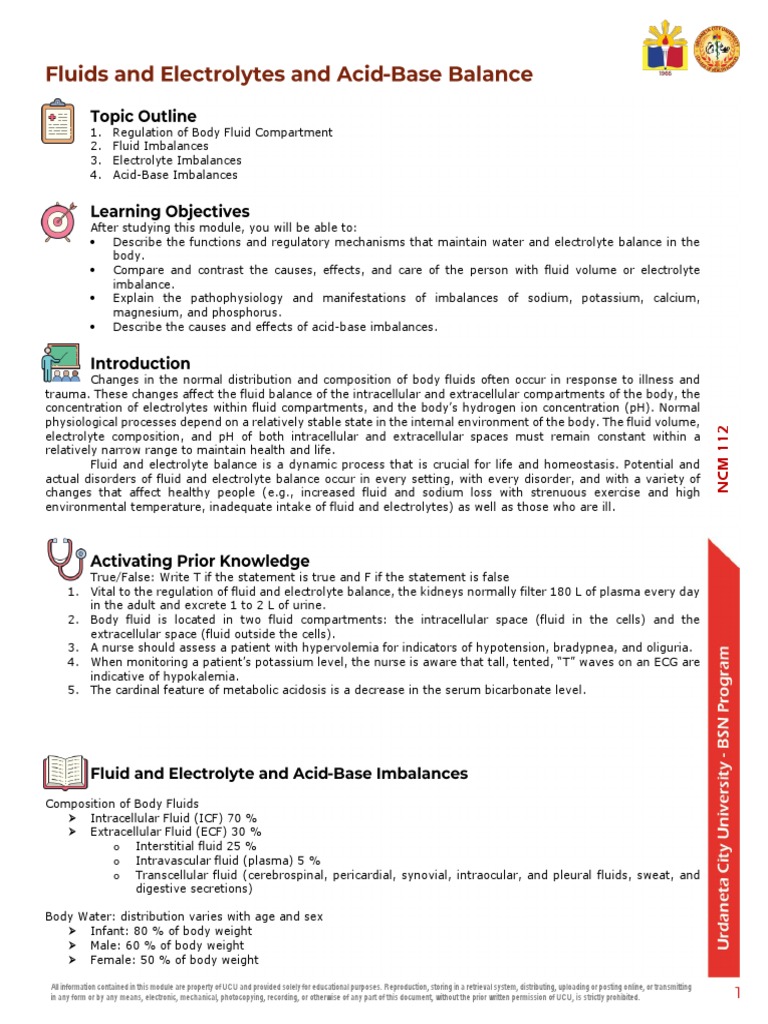 Fluids Electrolytes - Acid-Base Balance | PDF | Electrolyte | Chemistry