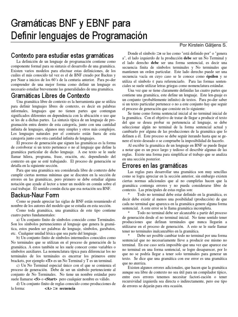 BNF & Ebnf | PDF | Lenguaje de programación | Ciencias de la Computación