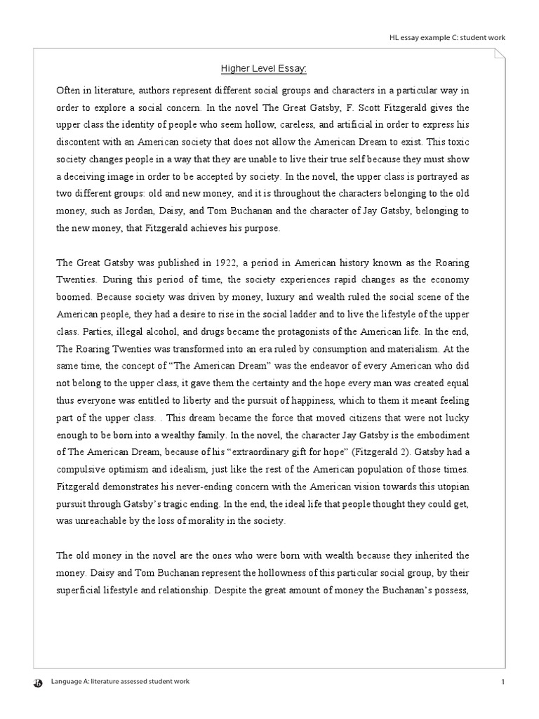 Higher Level Essay:: HL Essay Example C: Student Work | PDF | The Great ...