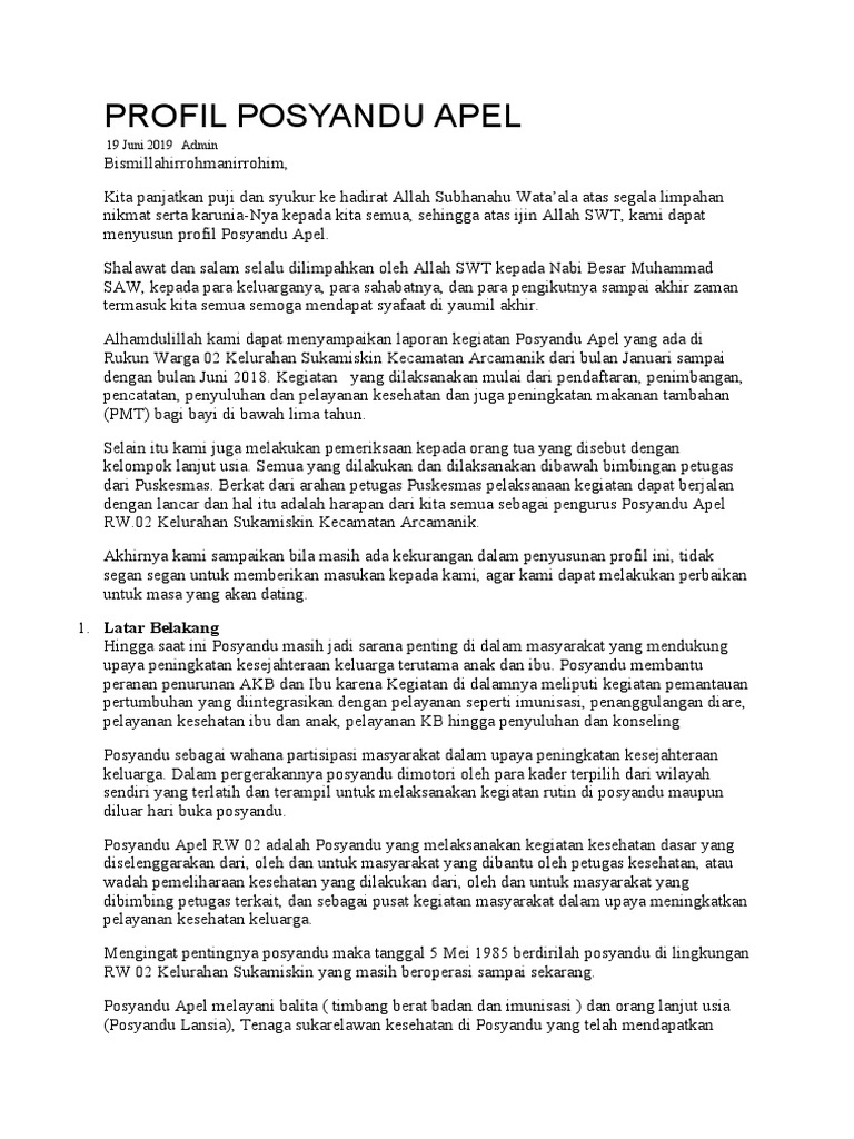 Profil Posyandu Apel | PDF