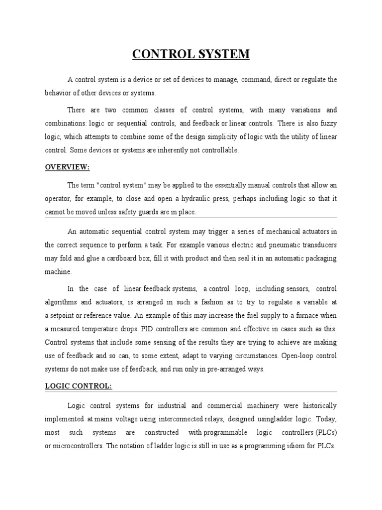Control System Pdf Control System Control Theory