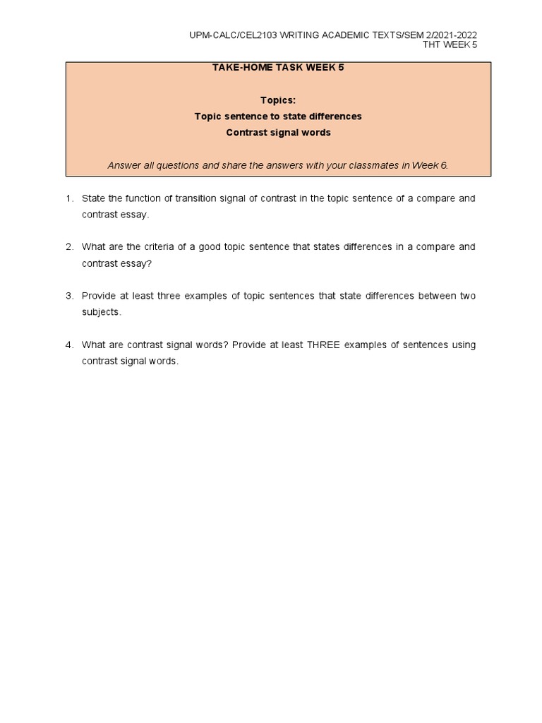 Answer All Questions and Share The Answers With Your Classmates in Week ...