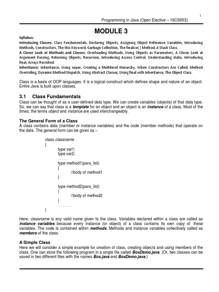 Module 3 Notes Question Bank | PDF | Programming | Constructor (Object ...