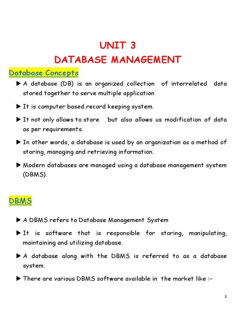 Unit 3 Database Management | Download Free PDF | Databases | Relational Model