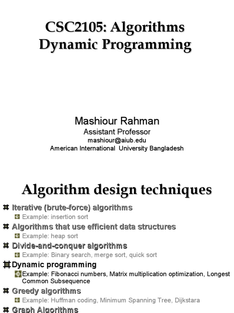 Dynamic Programming Algorithm Pdf Dynamic Programming Mathematical Optimization