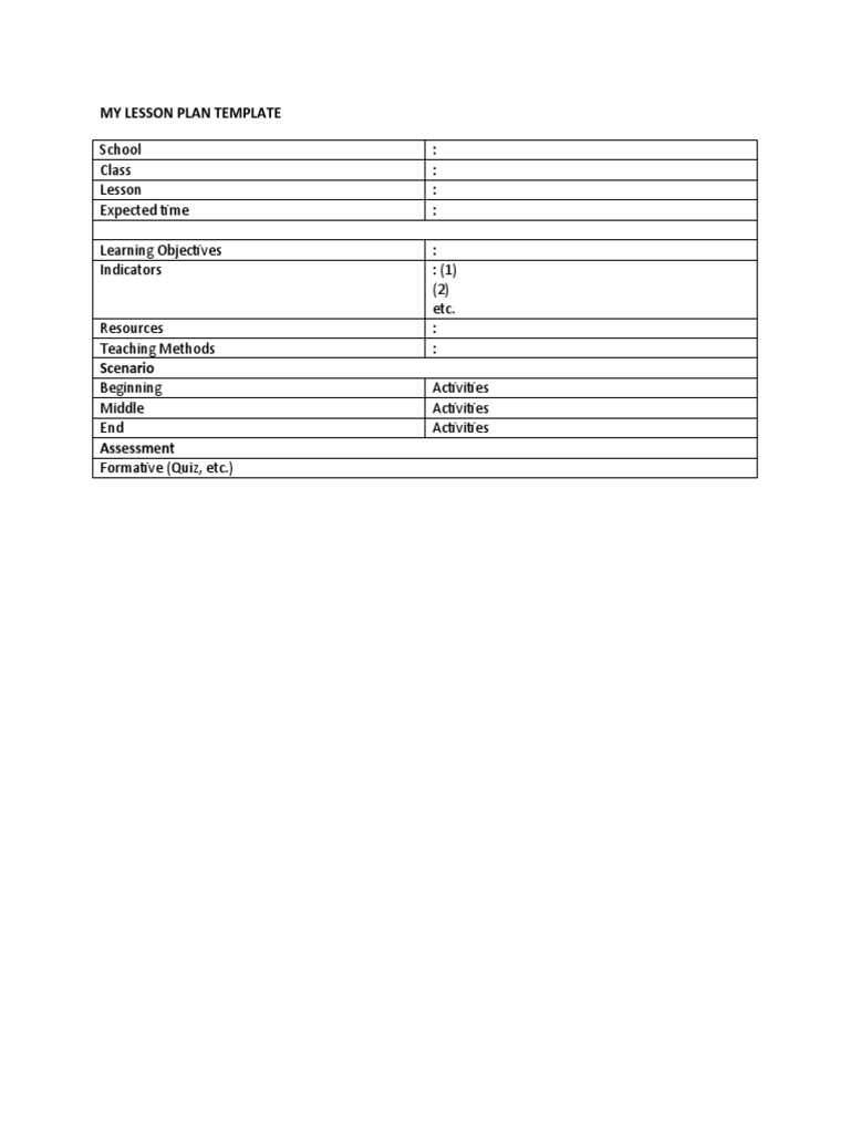 My Lesson Plan Template | PDF