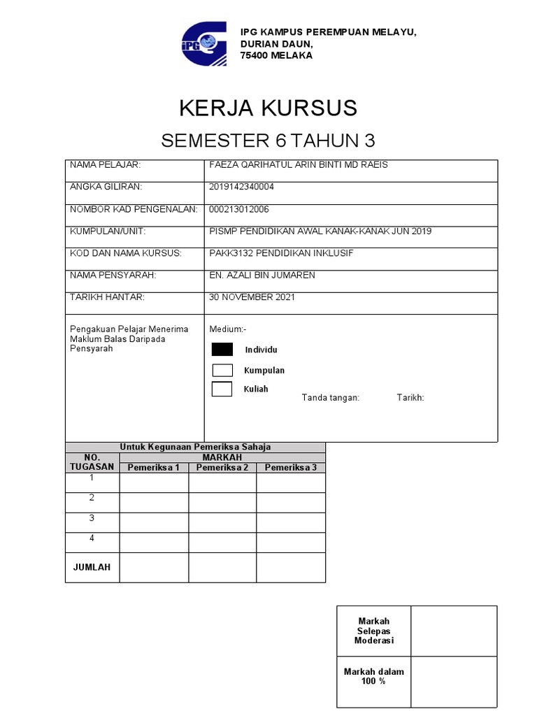 Pakk 3132 Pendidikan Inklusif (Penulisan Rpi) | PDF
