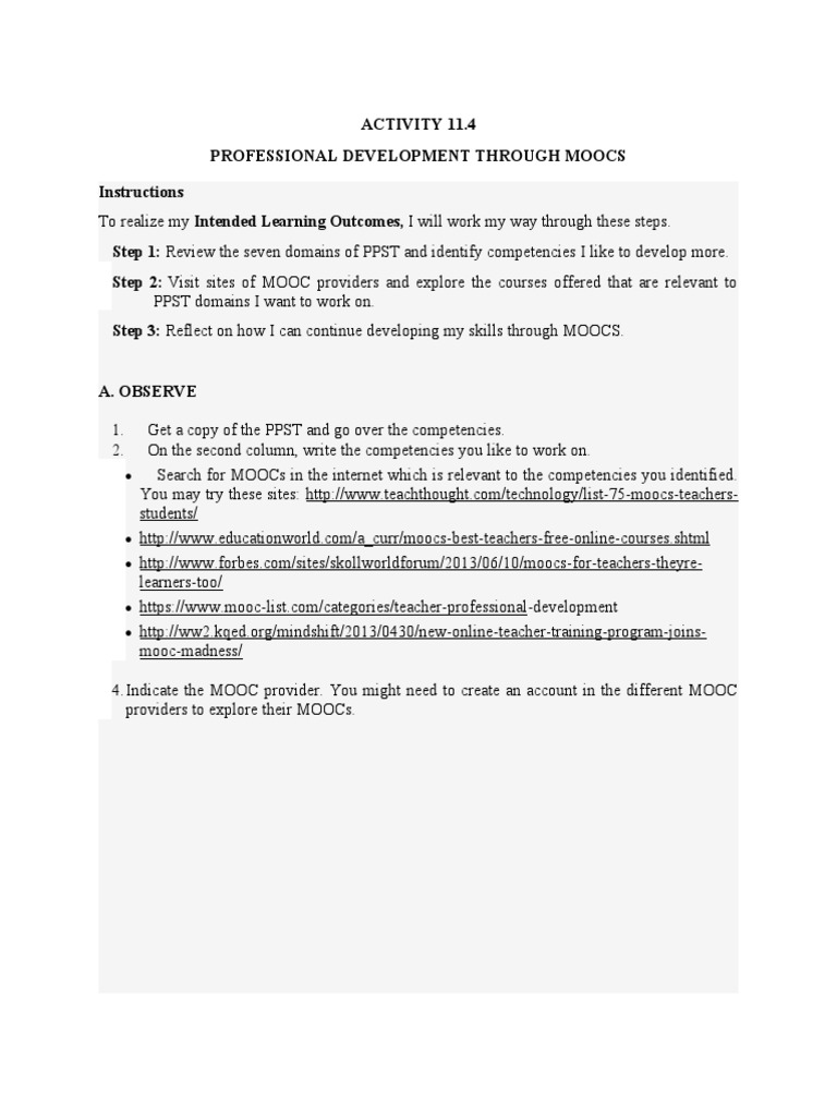 Activity 11.4 | PDF | Massive Open Online Course | Educational Technology