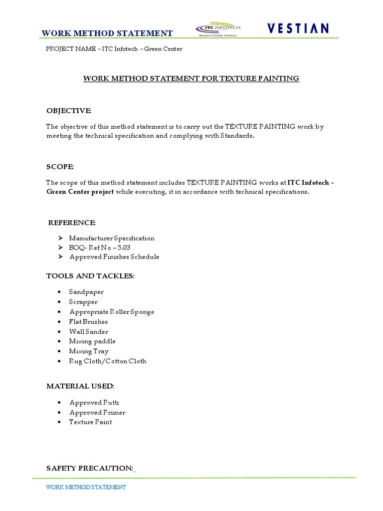 Texture Painting Method Statement | PDF | Paint | Industrial Processes