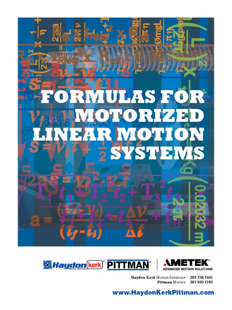 Formulas Linear Motion Applications | PDF | Electric Motor | Kilogram