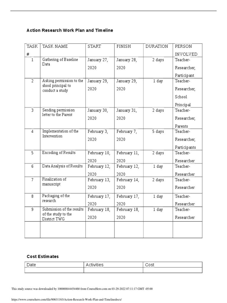 Action Research Work Plan and Timeline | PDF | Computing | Information ...