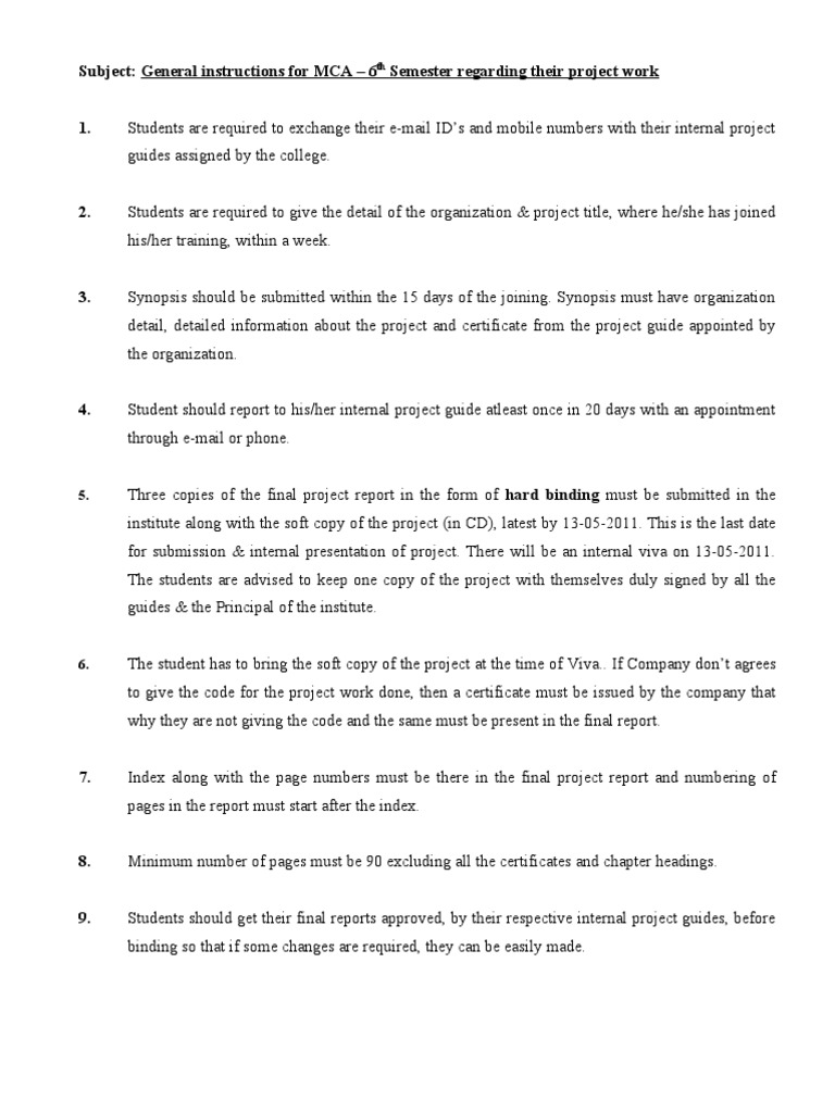 MCA Project Guidelines 6th Sem | PDF | Intellectual Works | Computer Science
