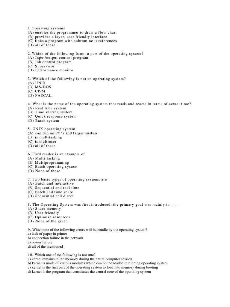 OS Practice Test Ques | PDF | Operating System | Cloud Computing