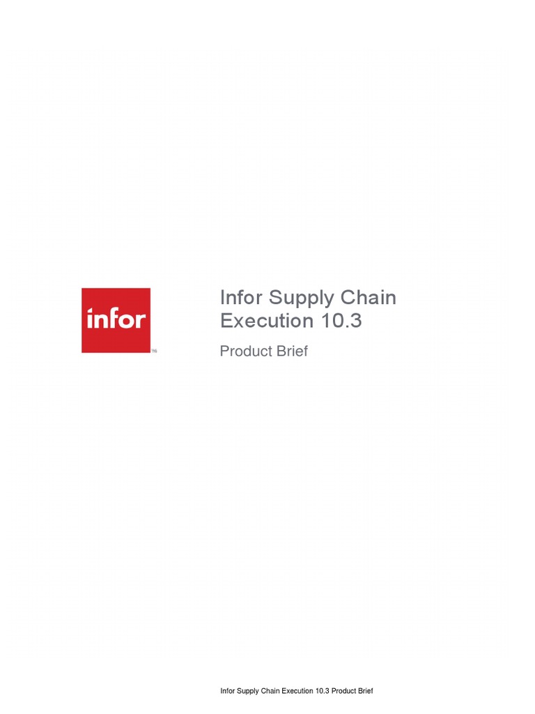 Infor 02. Supply Chain Execution | PDF | Warehouse | Supply Chain