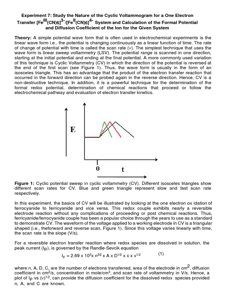 Cyclic Voltammetry Lab Manual | PDF | Chemistry | Physical Chemistry