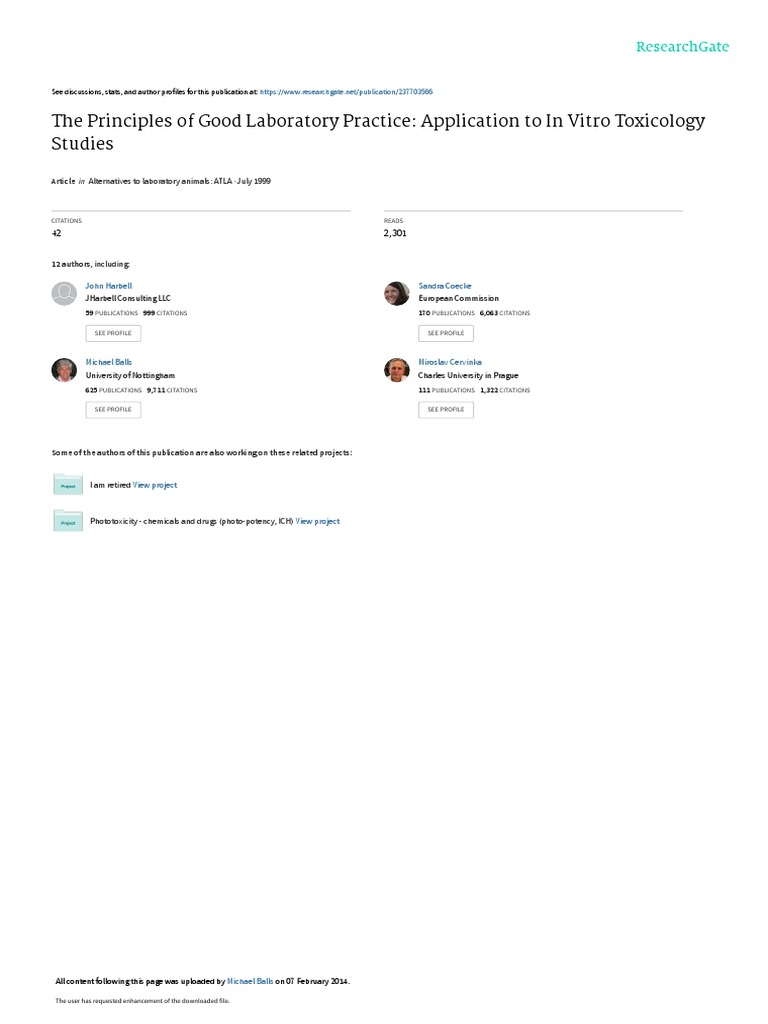 The Principles of Good Laboratory Practice Applica | PDF | Quality ...
