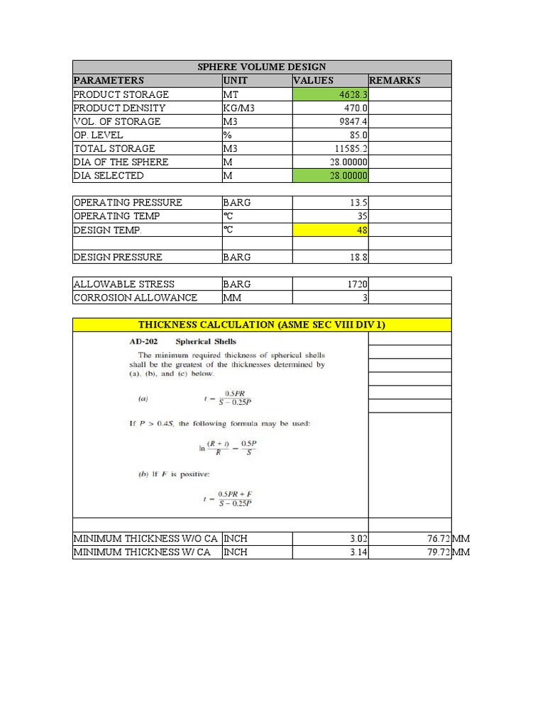 Sphere Design and Thickness Calculation (Div 2) | PDF | Physical Quantities | Metrology