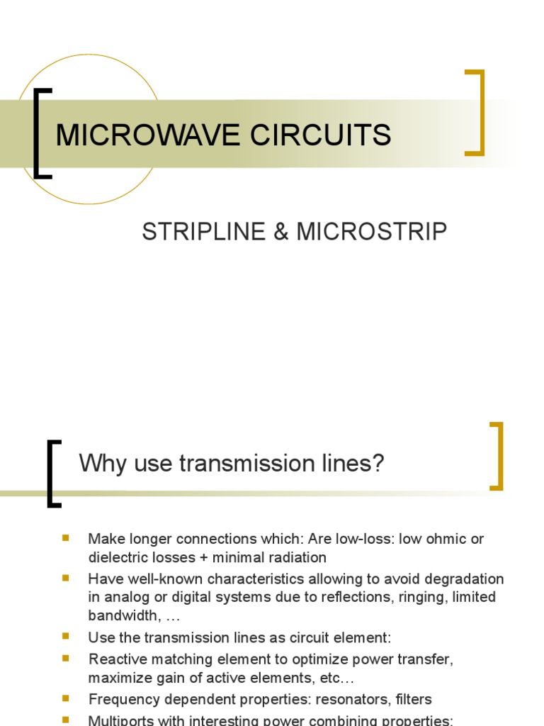 Microwave Circuit Design: Striplines & Microstrips | PDF | Transmission ...