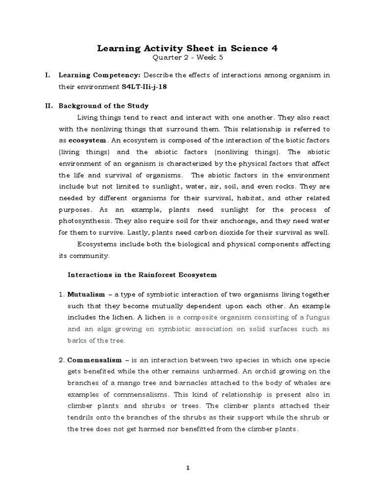 Interactions Among Organisms | PDF | Ecosystem | Parasitism
