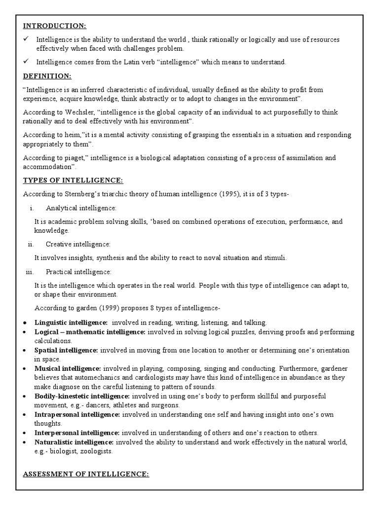 Tests of Intelligence | PDF | Wechsler Adult Intelligence Scale ...