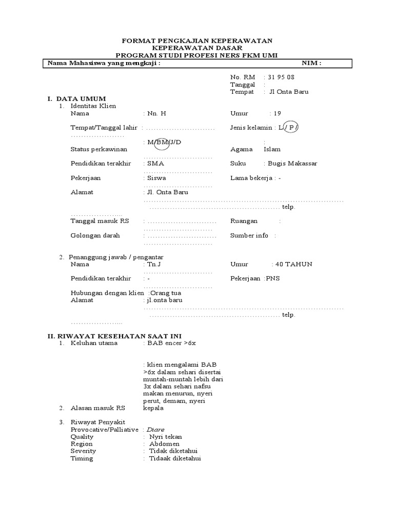 Format Pengkajian Keperawatan | PDF