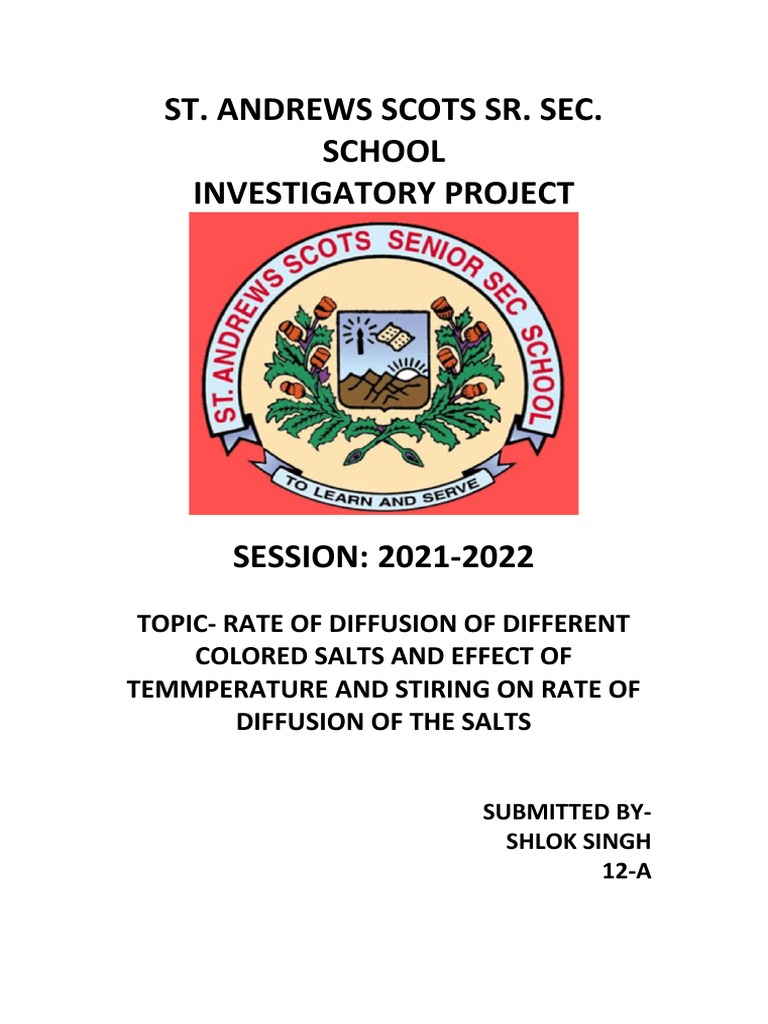 To Study Rate of Diffusion | Download Free PDF | Water | Salt (Chemistry)