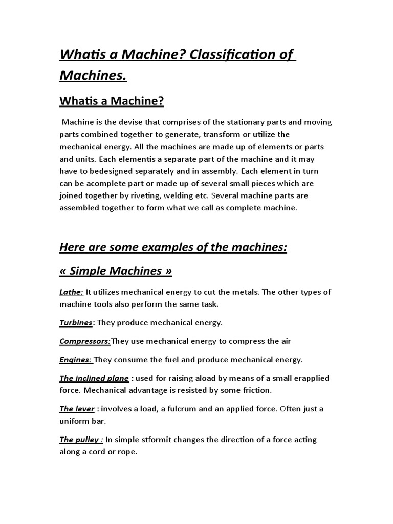 What Is A Machine | PDF | Machines | Engines