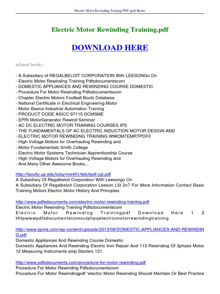 Here: Electric Motor Rewinding Training PDF | PDF | Electric Motor ...