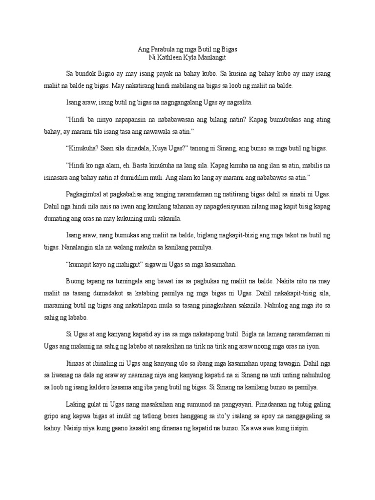 Ang Parabula NG Mga Butil NG Bigas | PDF