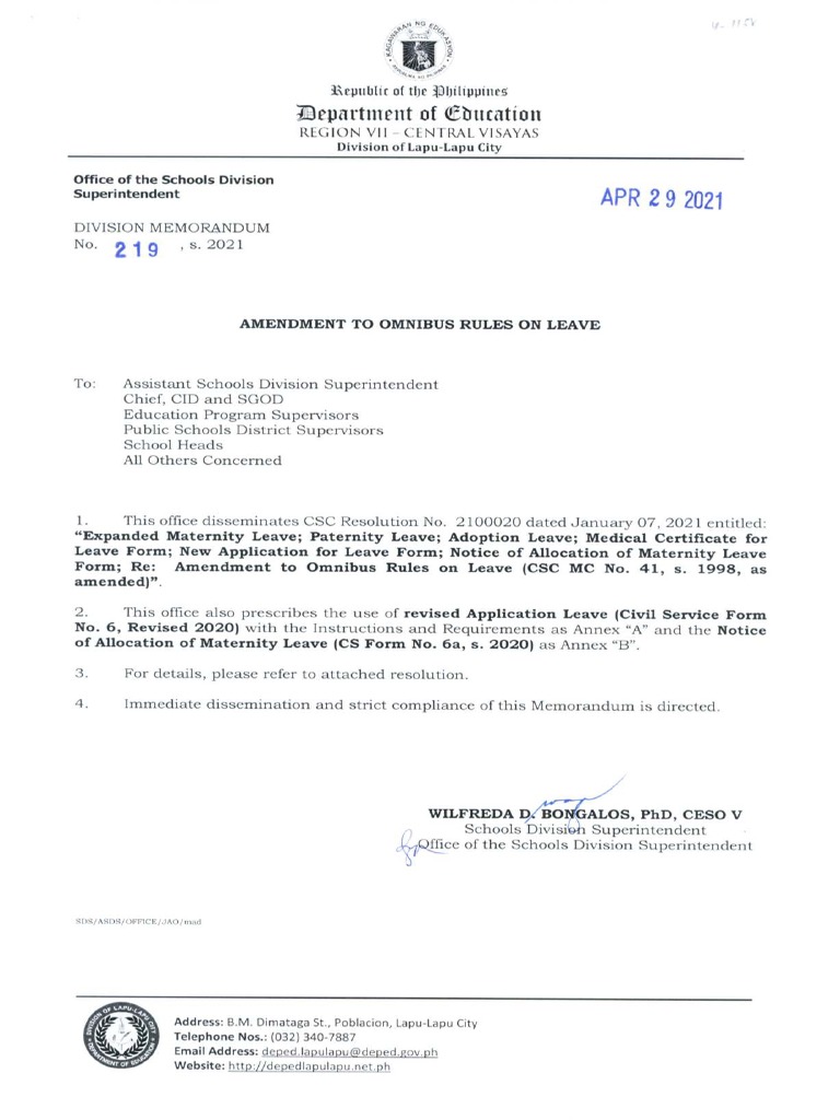 Application For Leave 2021 | PDF