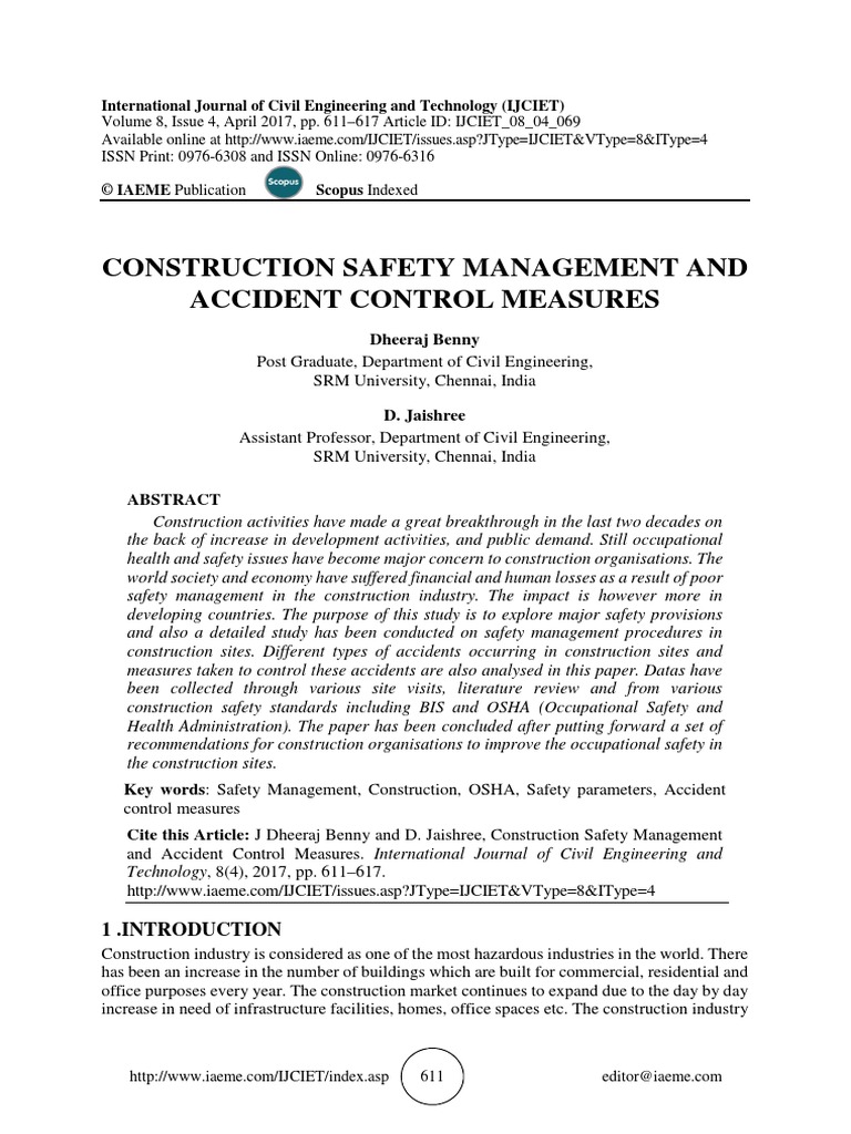Construction Safety Management and Accident Control Measures | PDF ...
