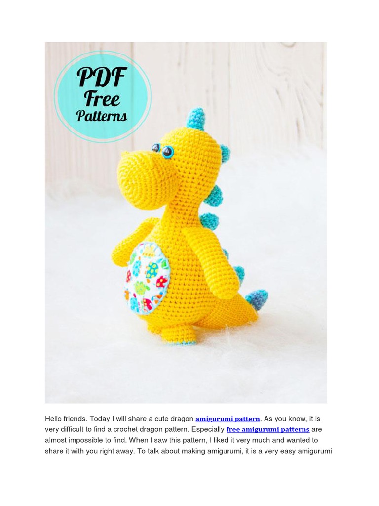 Crochet Dragon Amigurumi Free PDF Pattern 1 | PDF | Crochet | Amigurumi