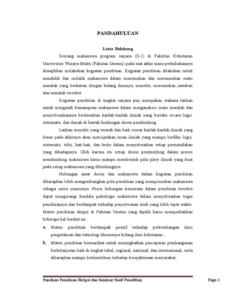 Isi Panduan Penulisan Skripsi Dan Seminar Hasil Penelitian Rev | PDF