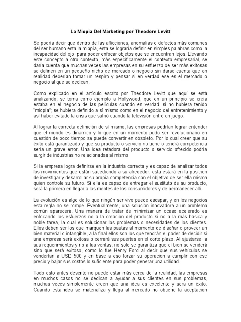 1.... La Miopia Del Marketing Por Theodore Levitt | PDF | Marketing ... 1.... La Miopia Del Marketing Por Theodore Levitt | PDF | Marketing ...