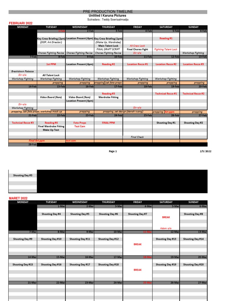 Pre-Production Timeline Overview | PDF
