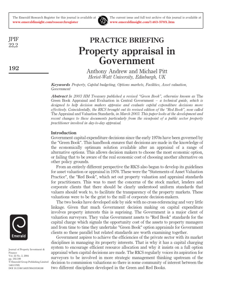 Government Property Appraisal Standards | PDF | Real Estate Appraisal ...