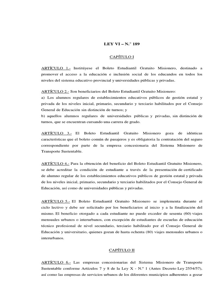 Ley Vi - N 189 Texto Definitivo | PDF | Negocios | Ciencias sociales
