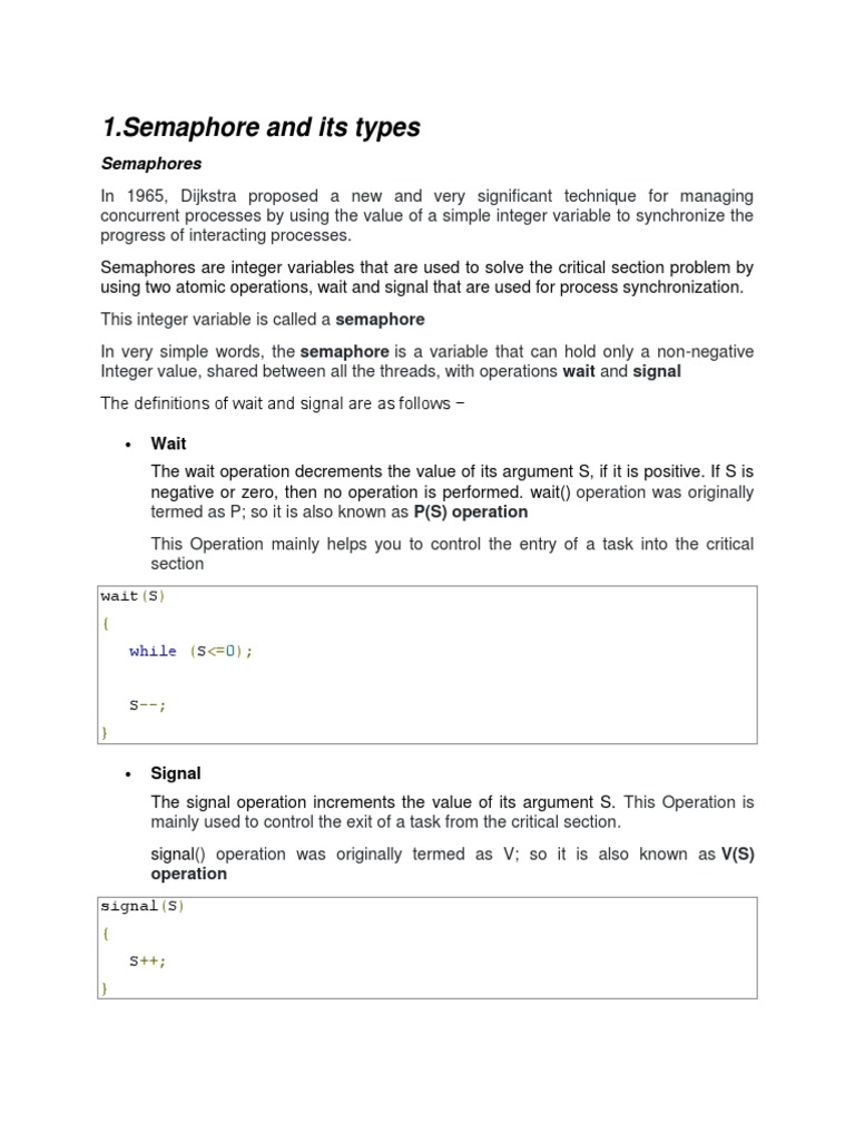 1.semaphore and It's Types | PDF | Computer Engineering | Computing
