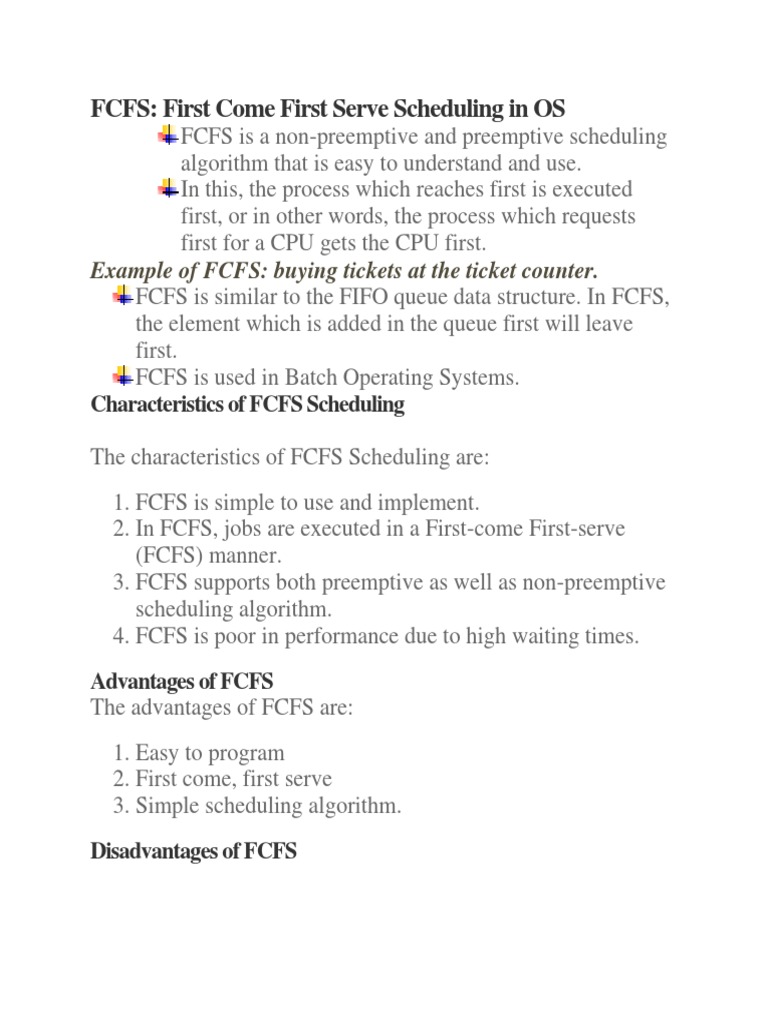 FCFS Scheduling Guide: Characteristics, Examples & Performance | PDF